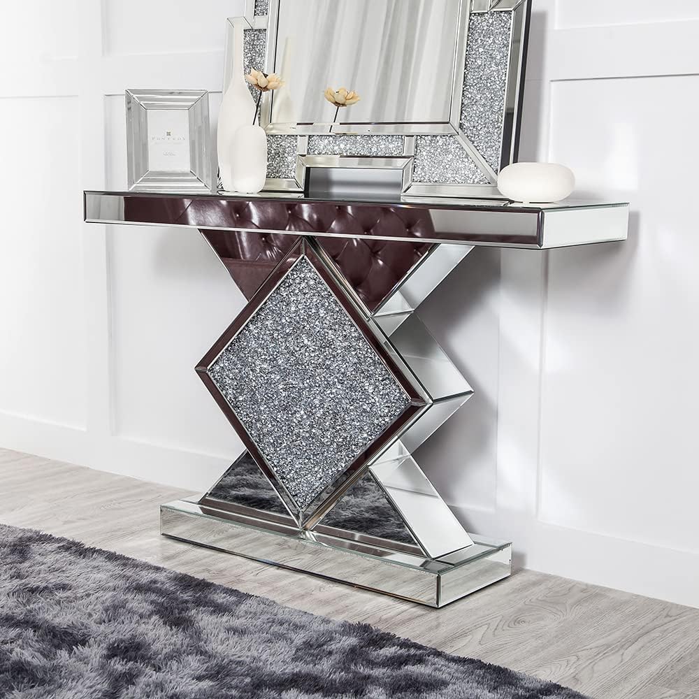 Amazon.com - ACME Furniture Dining Table, Mirrored, Faux Diamonds and ...