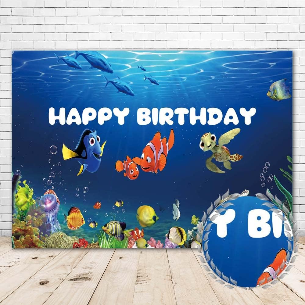 Amazon.com : Cartoon Nemo Backdrop 1st Birthday 5x3ft Under The Sea ...