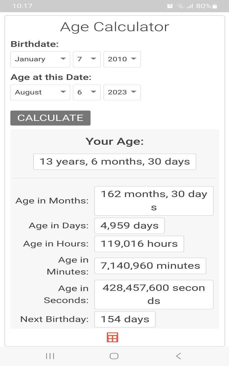 Age Calculator - App on Amazon Appstore