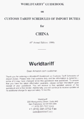 Worldtariff Guidebook on Customs Tariff Schedules of Import Duties for ...