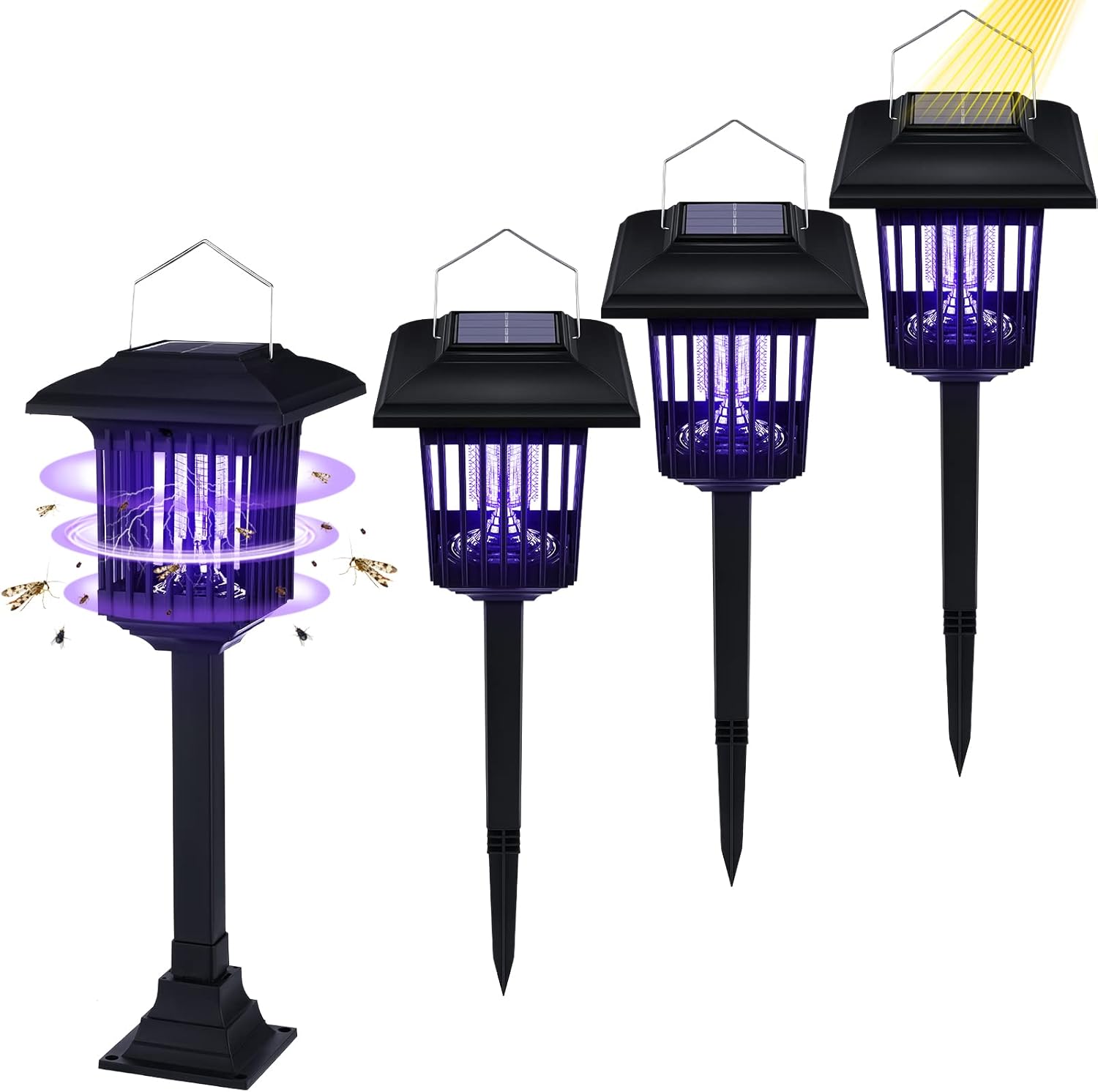 Amazon.com : Solar Bug Zapper Outdoor UV Mosquito Killer Black Fly ...