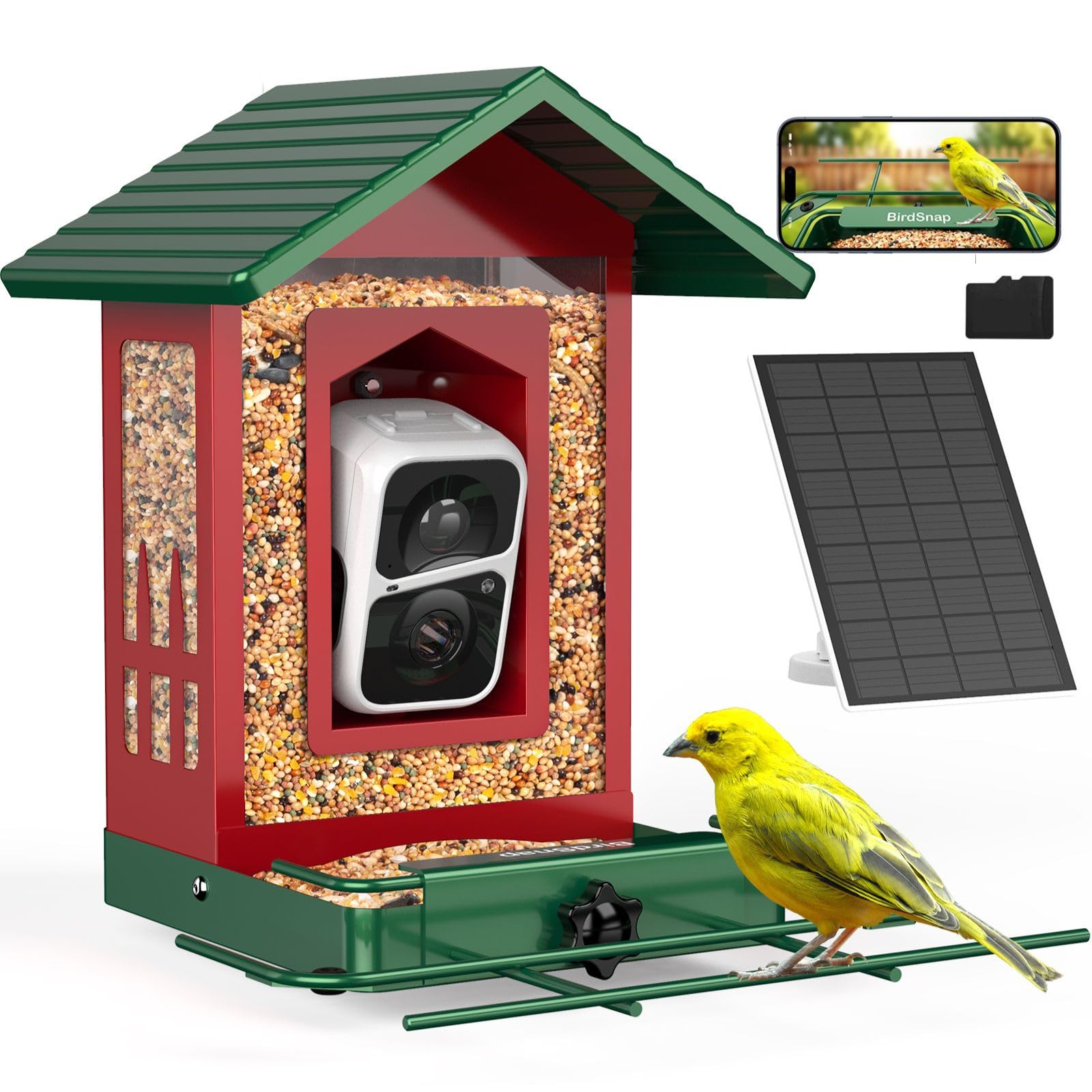 Amazon.com : birdsnap® APS - Metal Bird Feeder with Camera Solar Panel ...