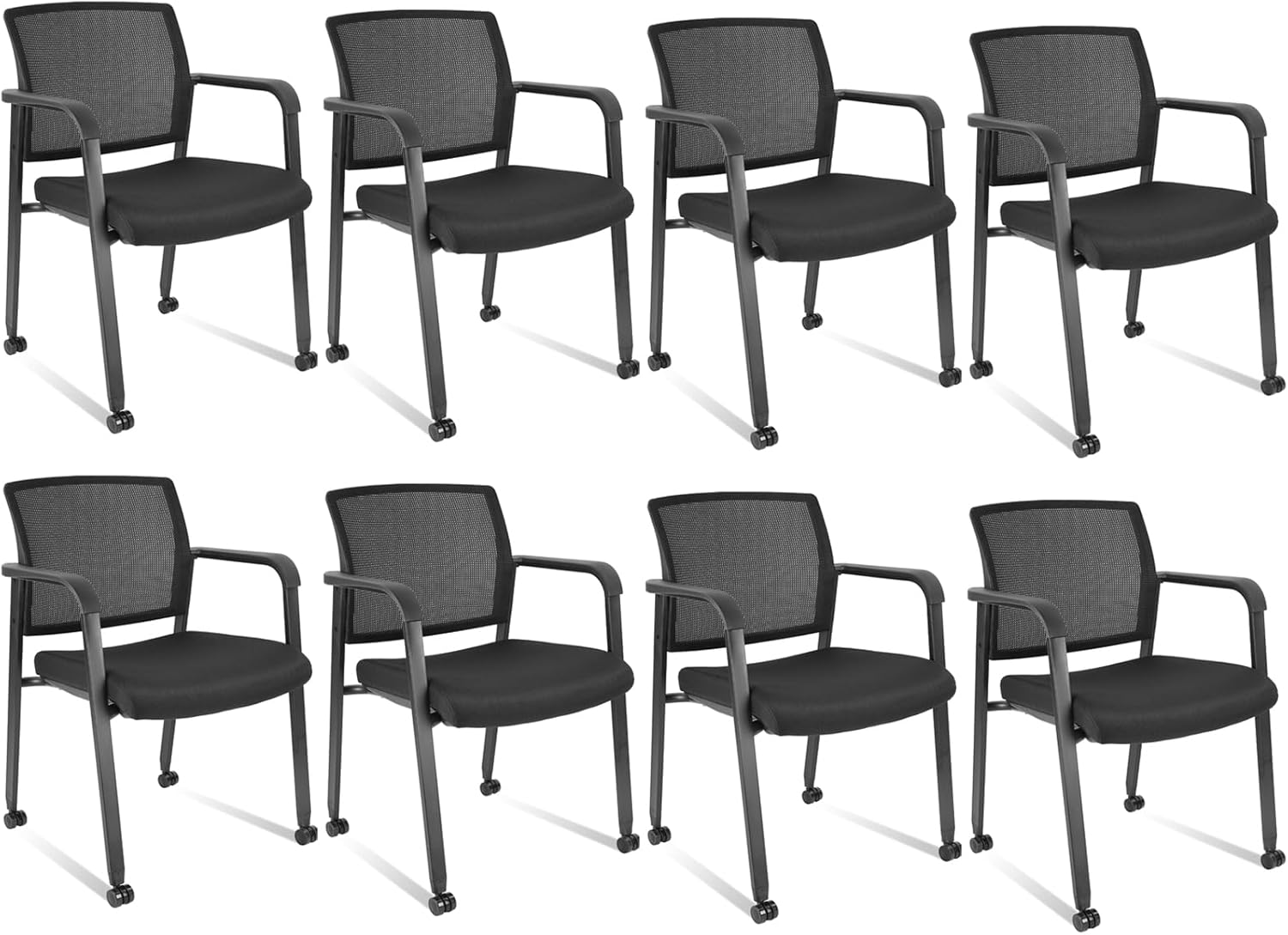 Amazon.com: CLATINA Rolling Conference Room Chairs Set of 8, Stackable ...