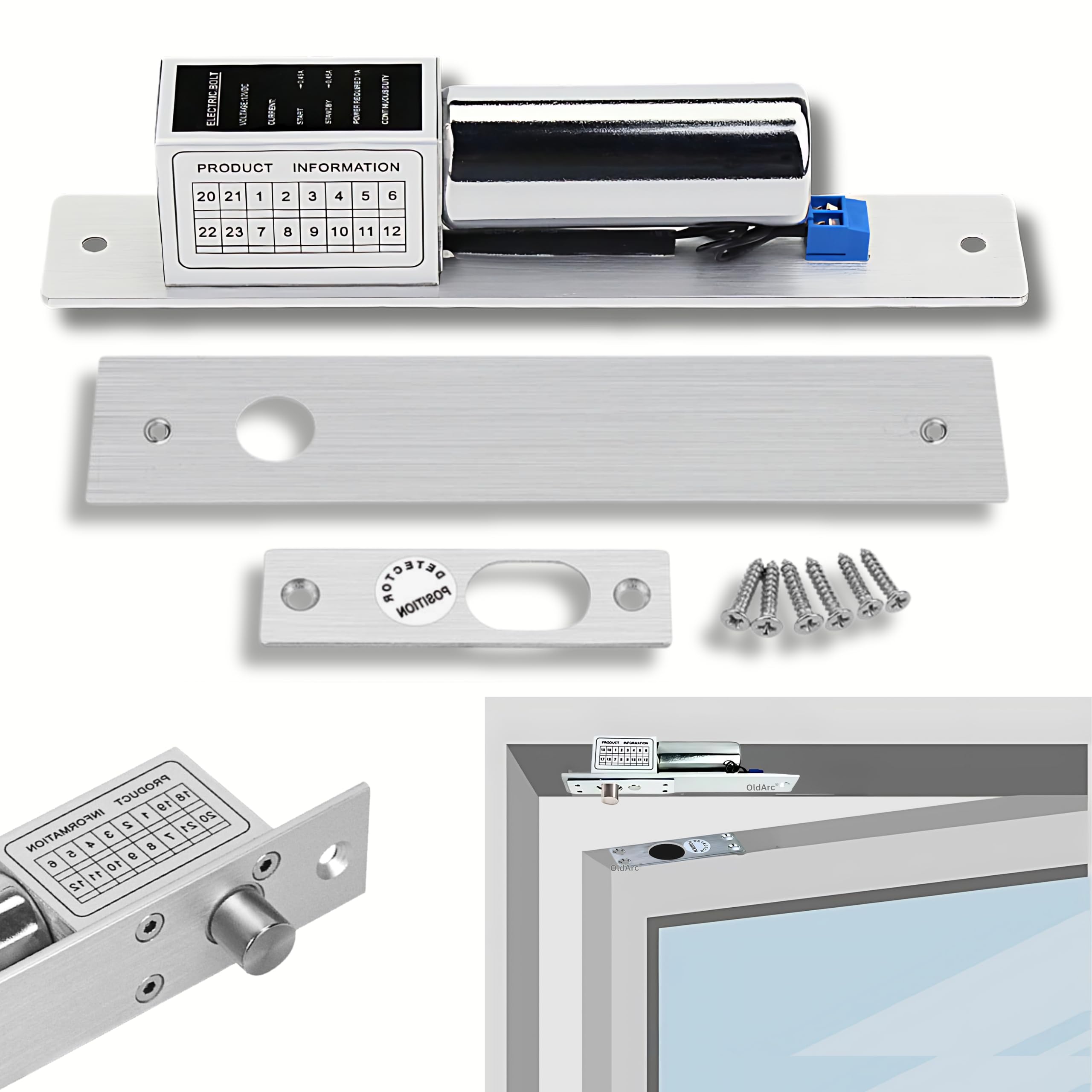 OldArc Electric Bolt Lock | 2 Wire Electronic Drop Bolt Lock for Hollow ...