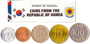 Amazon.com: Corea del Sur 5 Monedas Mixtas | 1 Won a 100 Won | Moneda ...