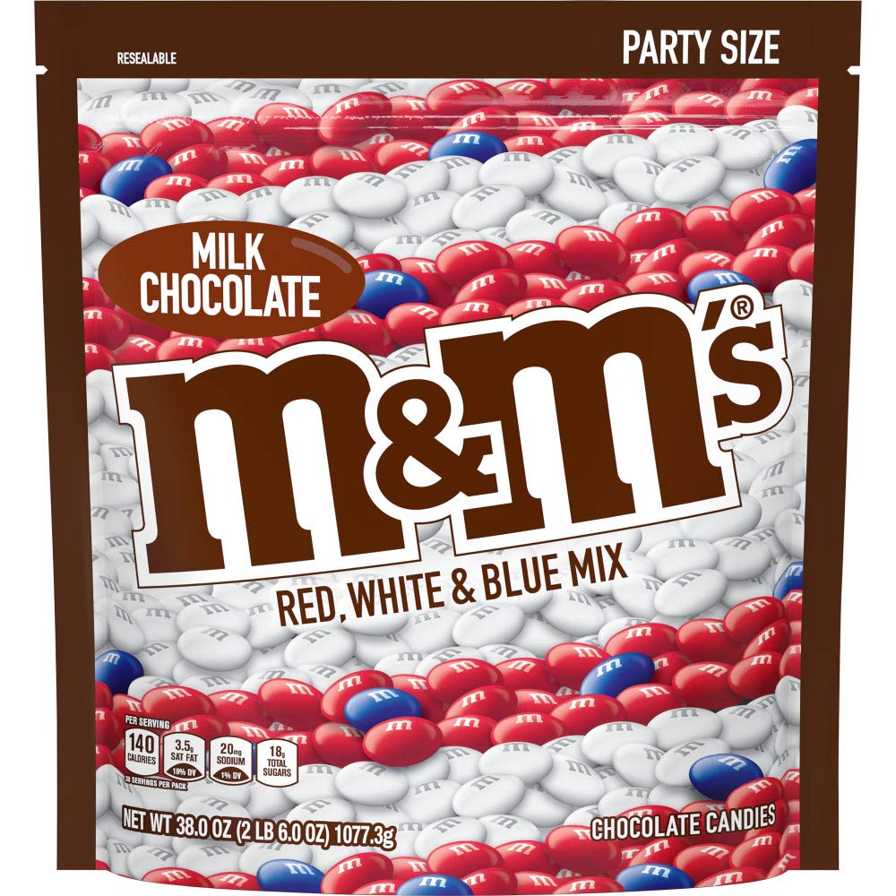 Amazon.com : M&M'S Red, White & Blue Patriotic Milk Chocolate Candy, 38 ...