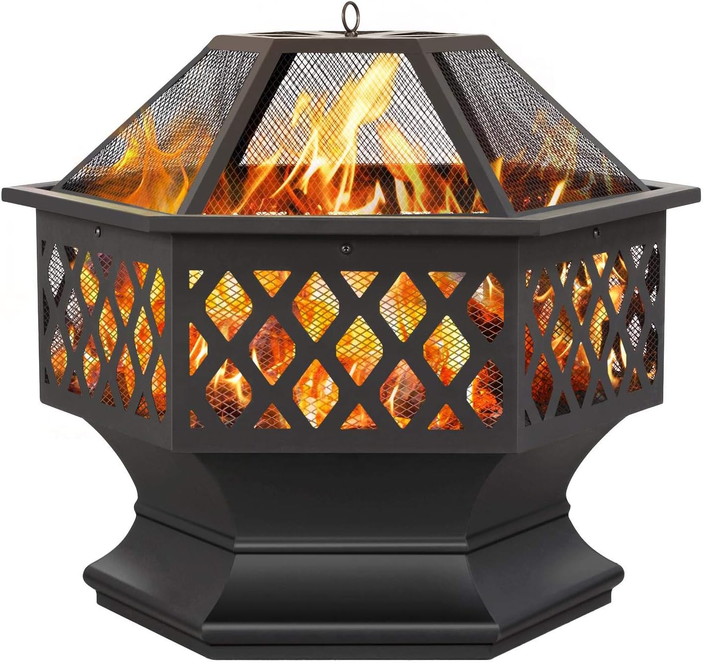 Amazon.com : F2C Hex-Shaped Fire Pit with Fire Picker for Garden 24 ...