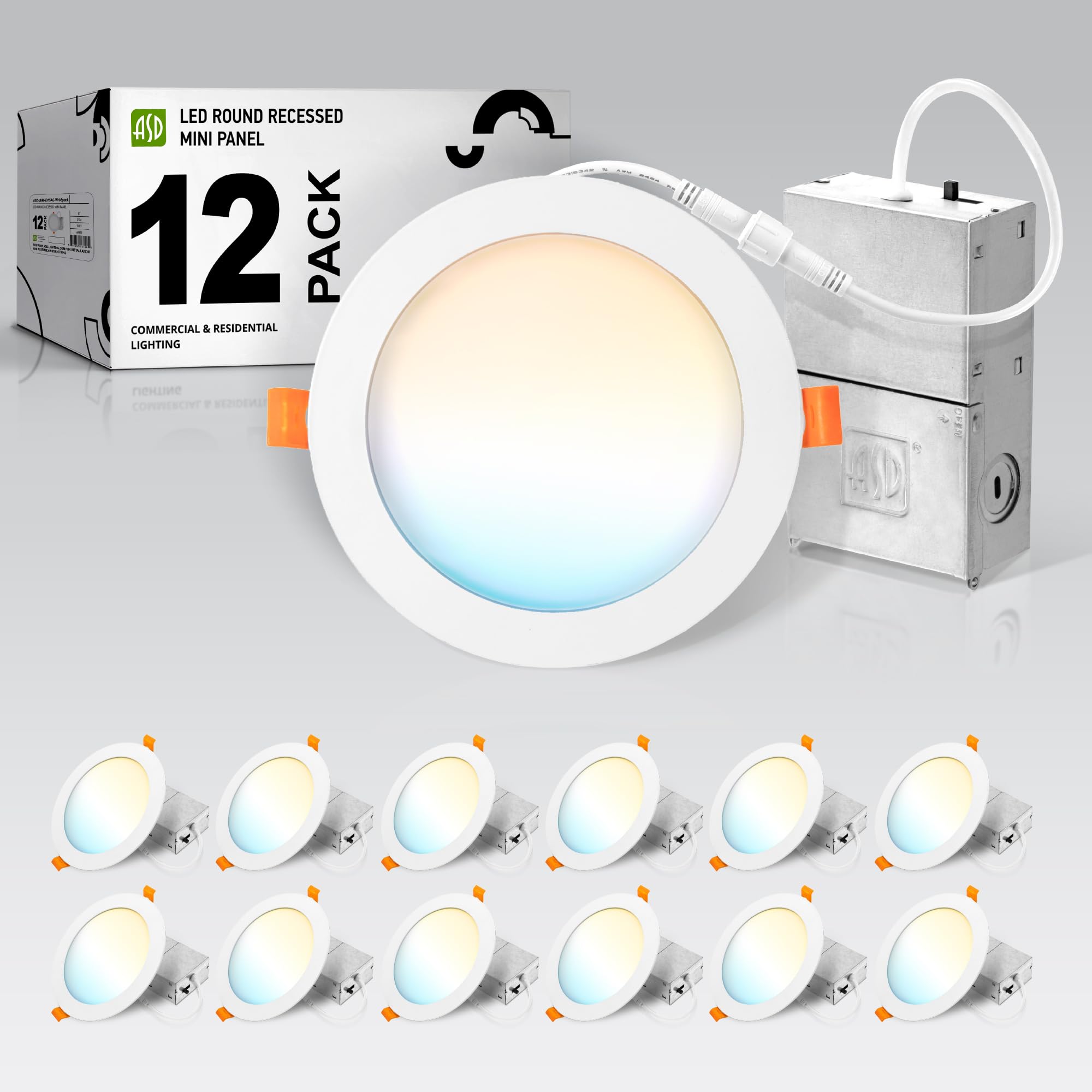 Snapklik.com : ASD 12 Pack LED Recessed Lighting 6 Inch, 5 CCT 2700K ...