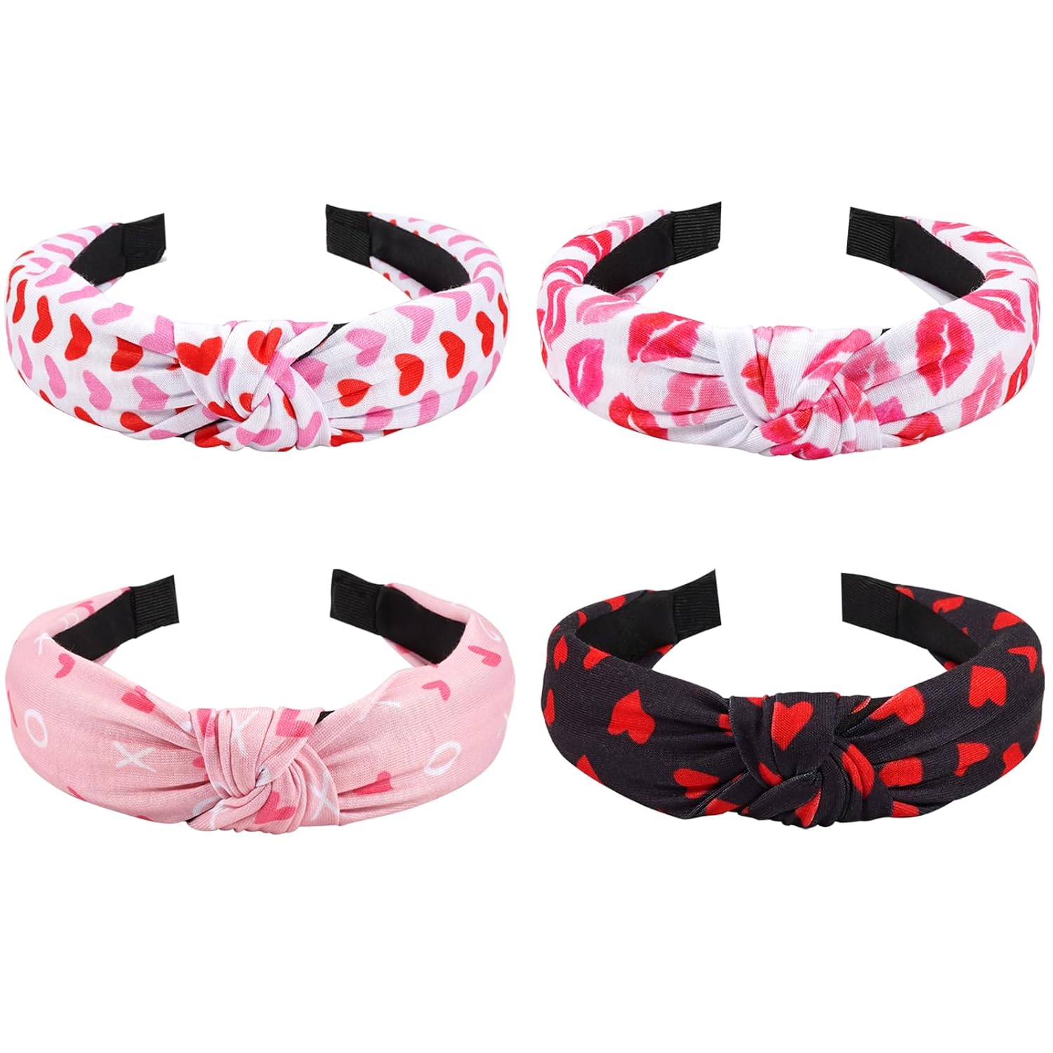 Amazon.com : Budsmile 4PCS Valentines Headbands Love Heart XOXO Knotted ...