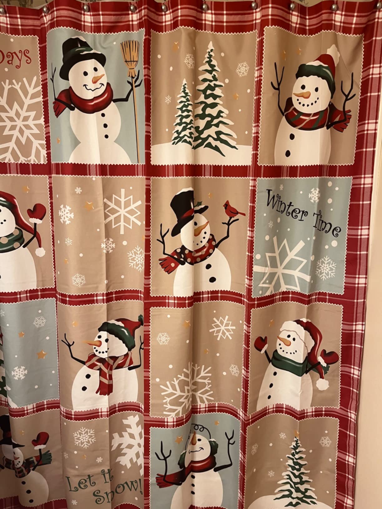 Amazon.com: Collections Etc Snow Time Country Snowman Shower Curtain 72 ...