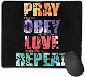 Amazon.com : Pray Obey Love Repeat Mouse Pad Mat : Office Products