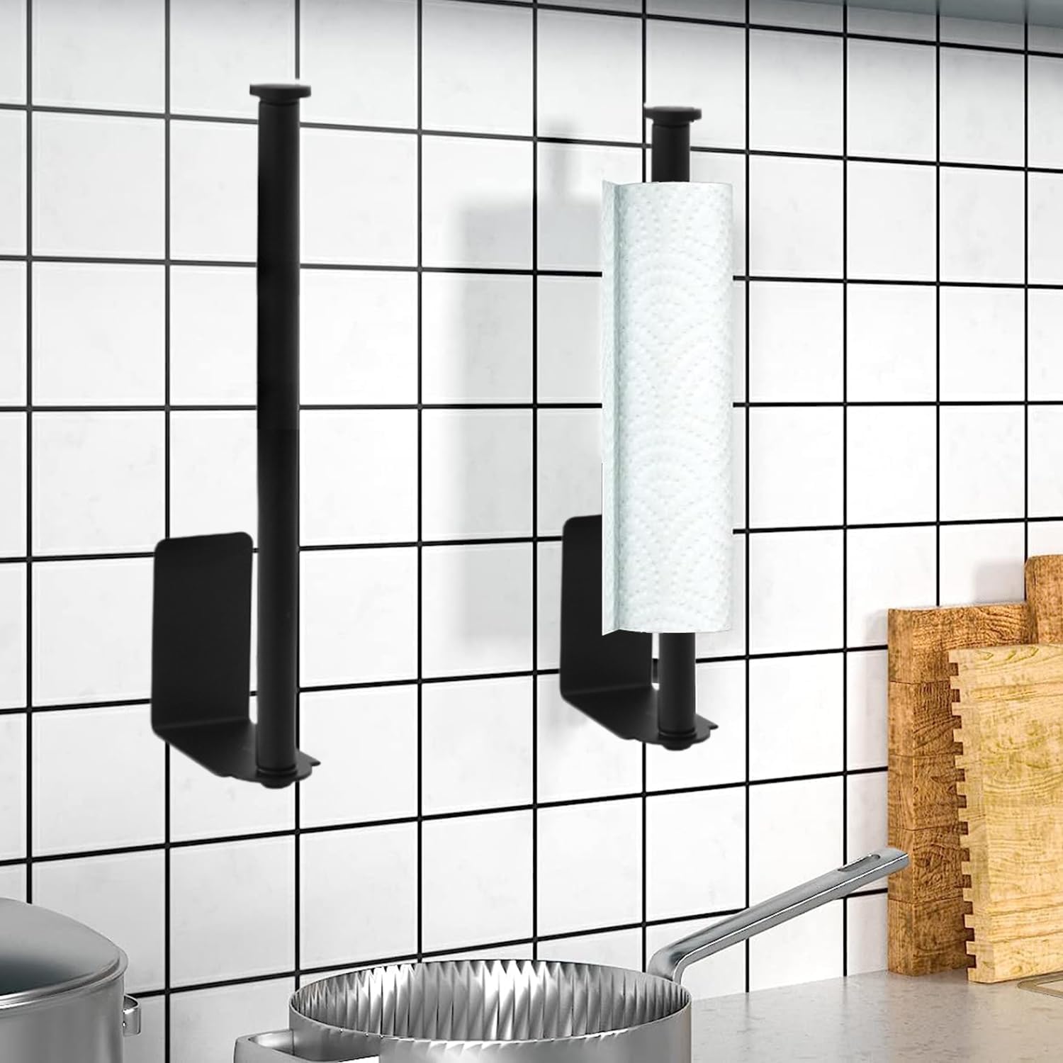 ZENSUKYE 33cm Portarrollos Papel Cocina Pared, Adhesivo Toalleros de ...