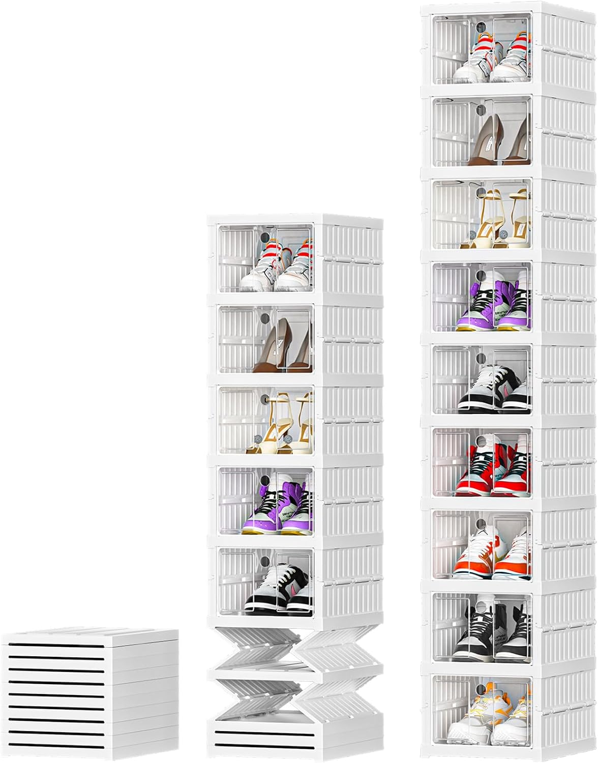 Amazon.com: PeSenp Foldable Shoe Organizer, Portable Shoe Boxes 9-Tiers ...