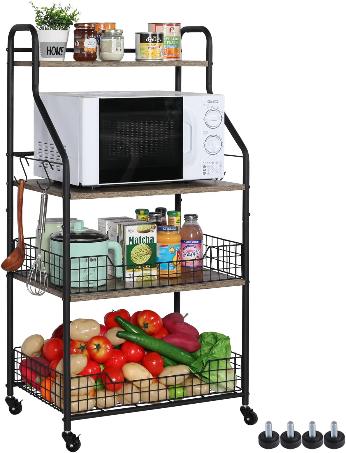 Amazon.com - WPT 4 Tier Kitchen Baker's Rack on Wheels, Microwave Stand ...