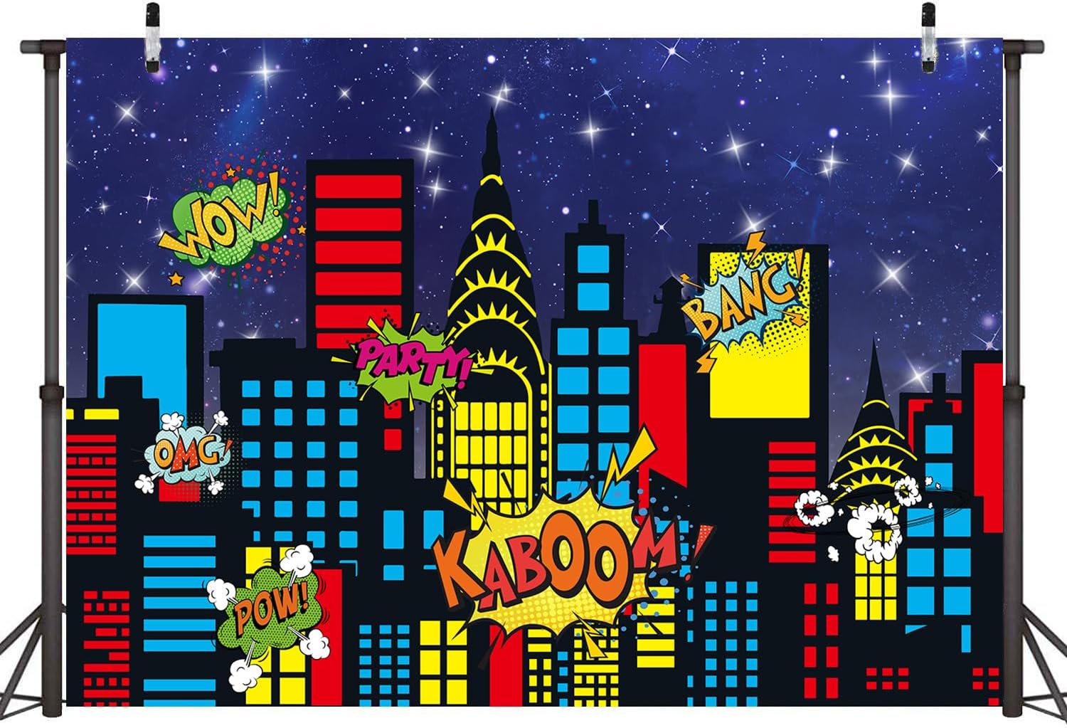 Amazon.com : LTDKAEN Superhero City Backdrop City Boom Skyscrapers ...