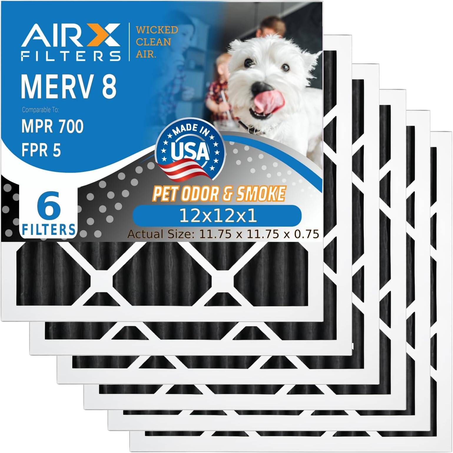 AIRx Filters WICKED CLEAN AIR 12x12x1 Air Filter Odor Eliminator Carbon ...