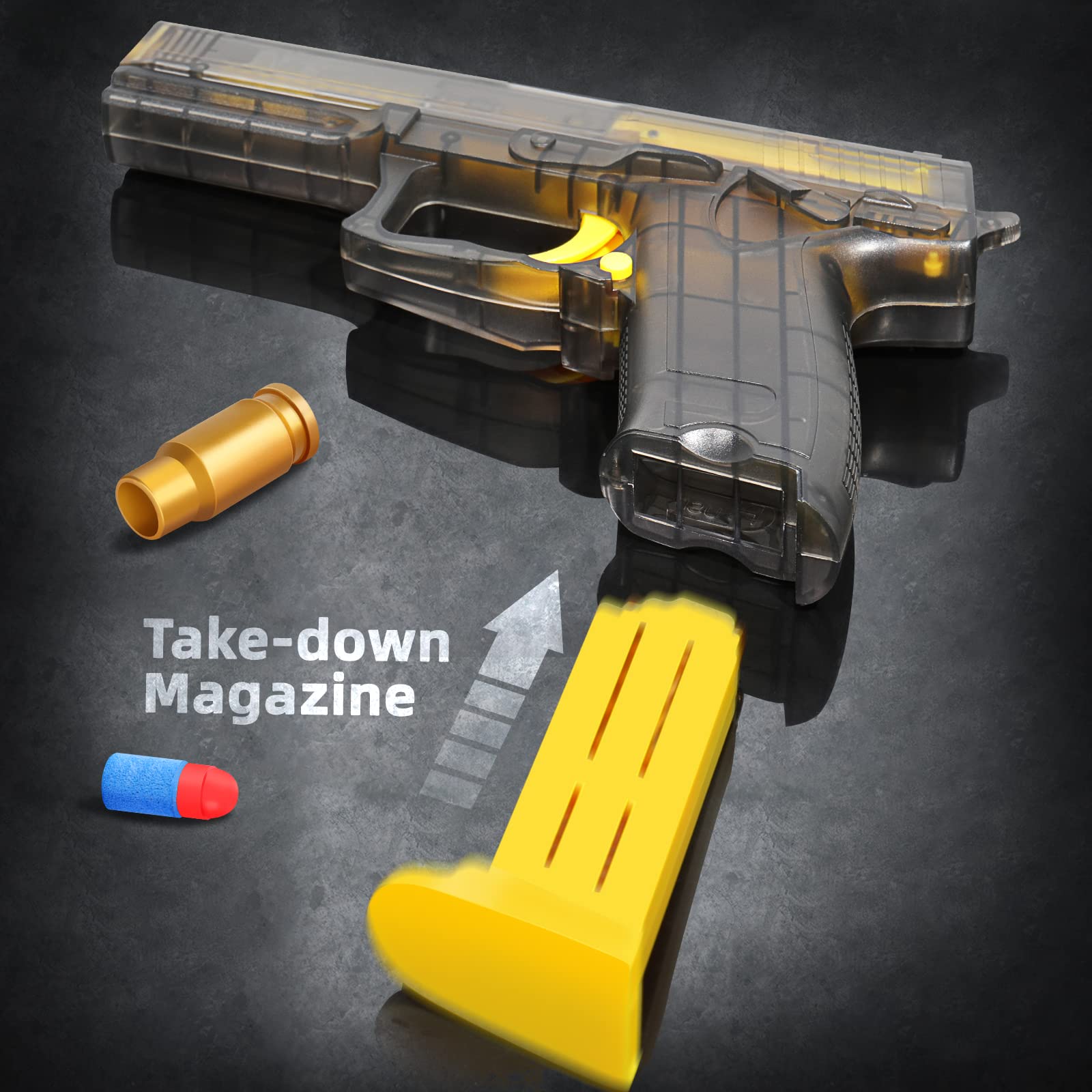 Buy YOOYID Toy Gun Shell Ejection Pistol with Magazine Bullets, Yellow ...