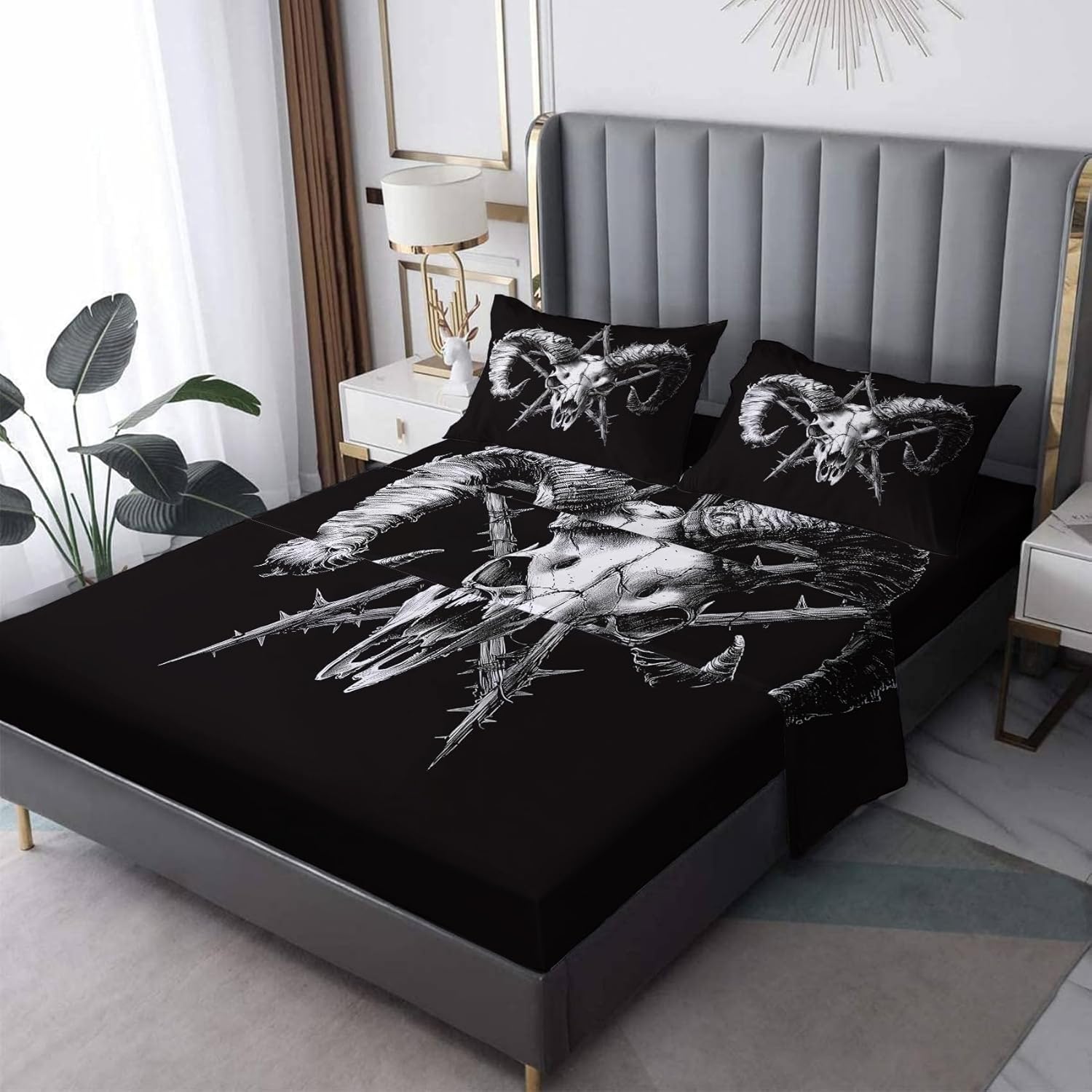 Amazon.com: zcsm Baphomet Sheets Twin XL Size - Demon Pentagram Bed ...