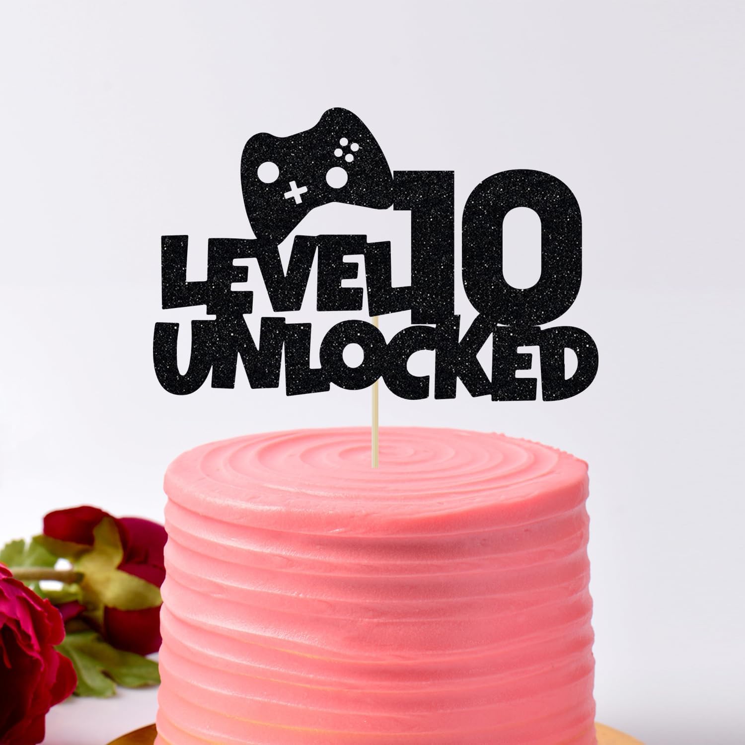 Amazon.com: Glitter Level 10 Unlocked Cake Topper - Gamer's Happy 10th ...