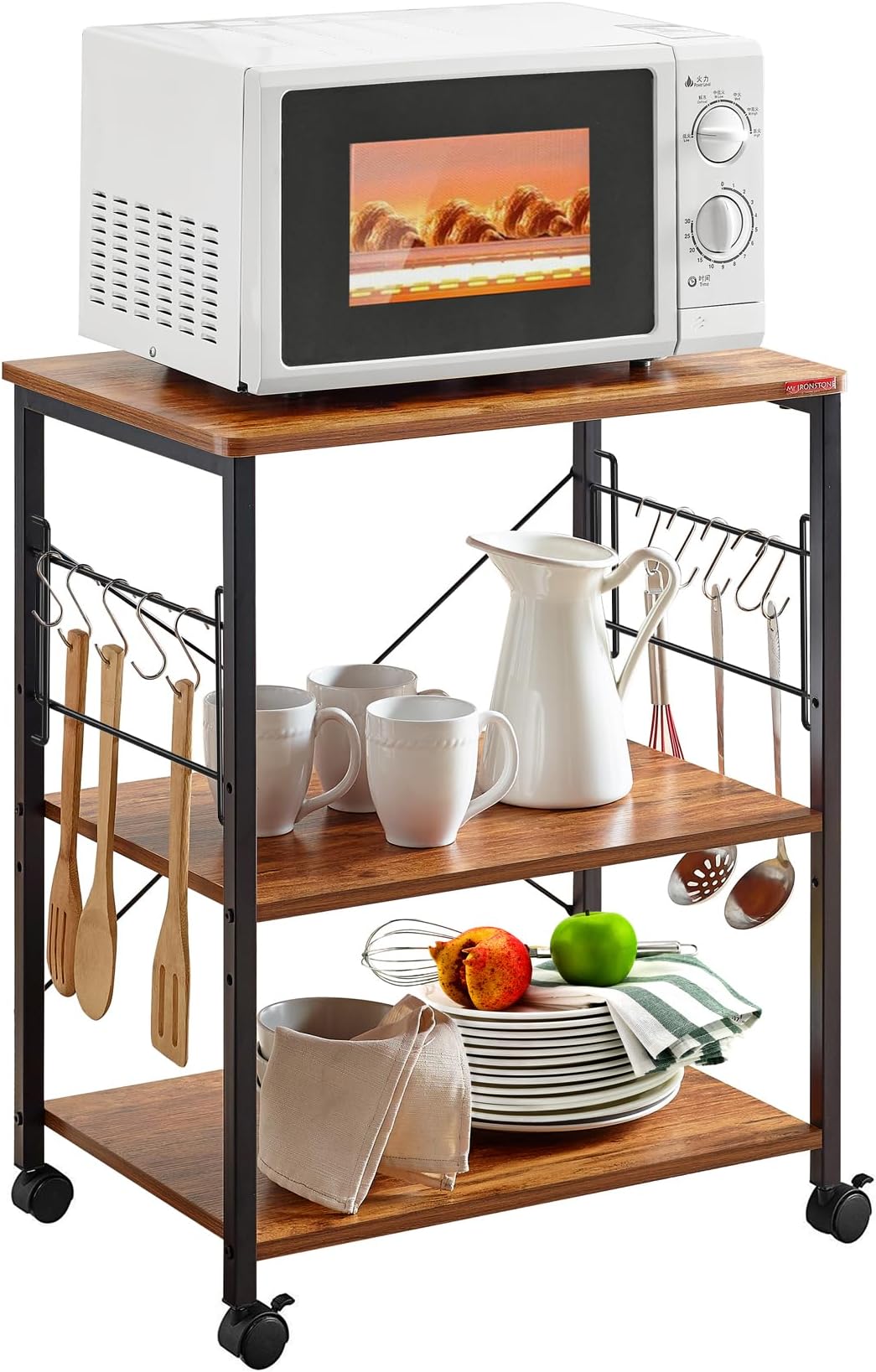 Amazon.com: Mr IRONSTONE Microwave Cart 23.7'' for Small Space, 3-Tier ...