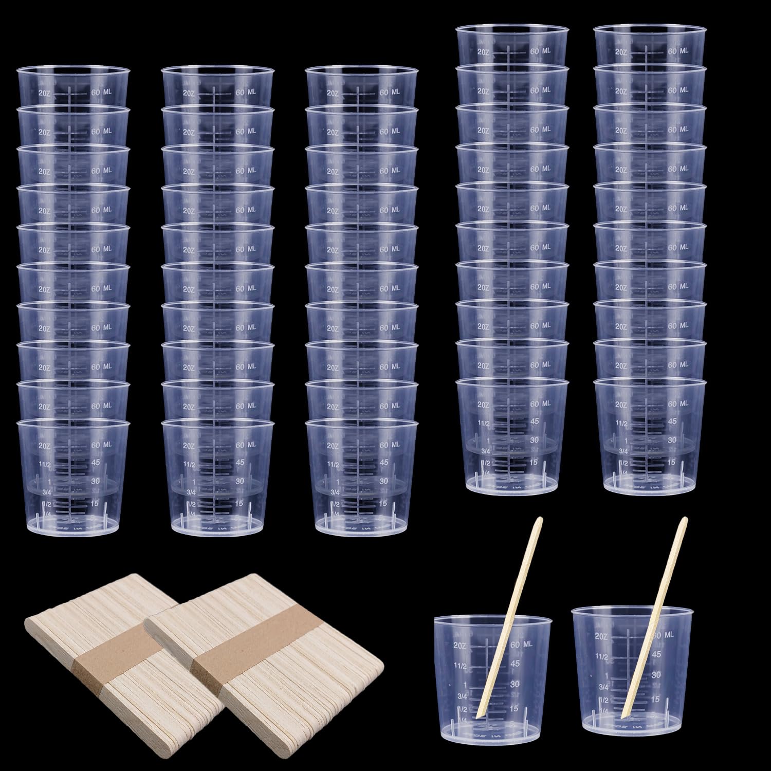 Amazon.com: 50 Pack 2 Ounce Epoxy Mixing Cups 60 ml Transparent Scale ...