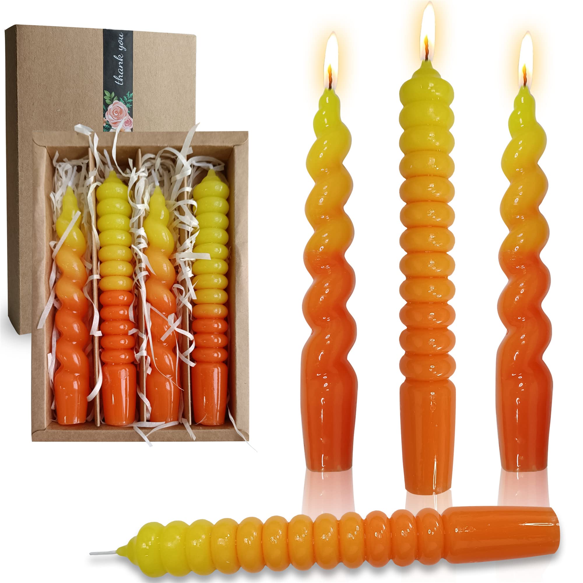 Amazon.com: Spiral Candle Handmade Tapered Candles - Gedengni 4pcs ...