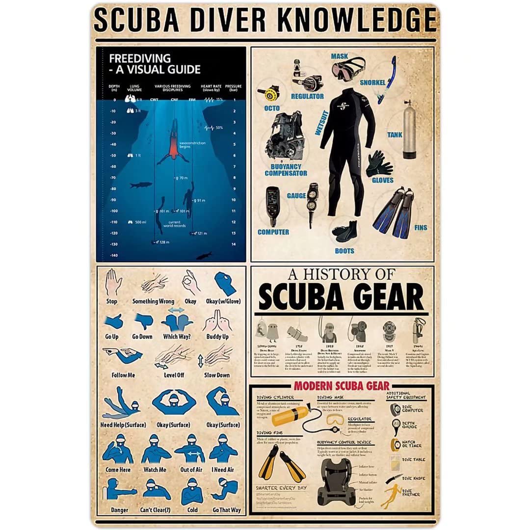Amazon.com : Scuba Diver Knowledge Metal Signs Dive Club Wall Decor ...