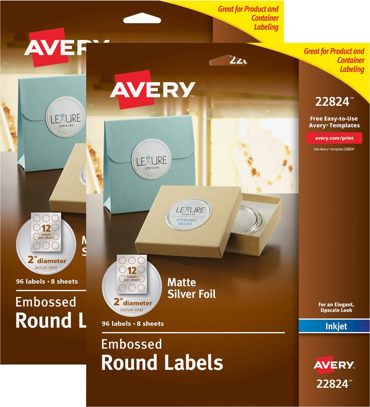 Amazon.com : Avery Embossed 2 Inch Round Labels for Inkjet Printers ...