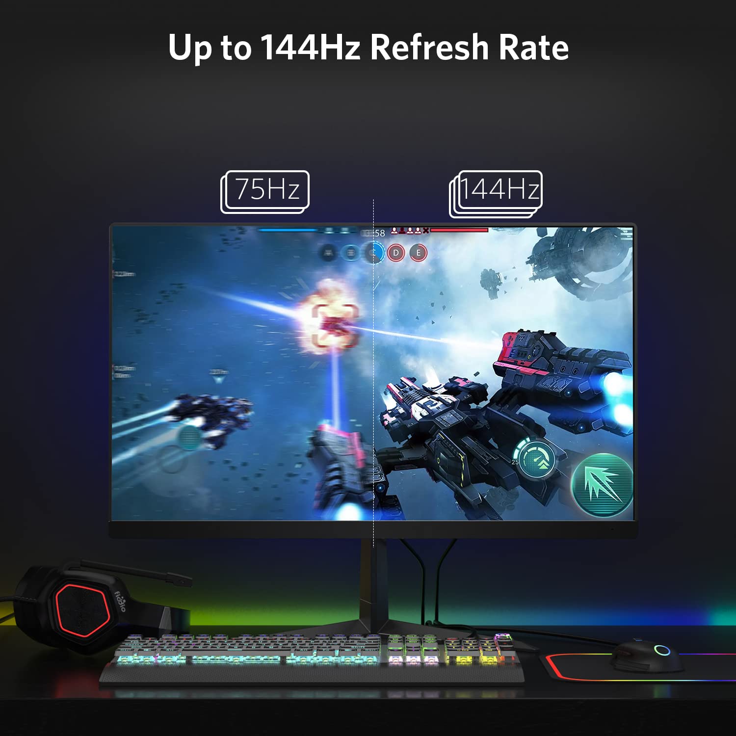 Snapklik.com : Fiodio 22” 144Hz 1920 X 1080p Full HD Flat Computer Monitor