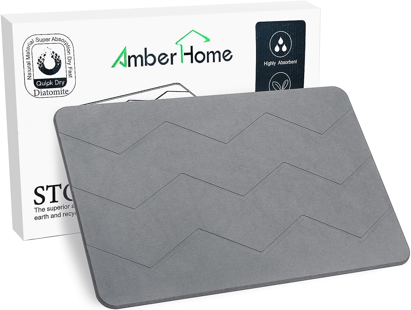 Amazon.com: Amber Home Stone Bath Mat, Non Slip Diatomaceous Earth ...