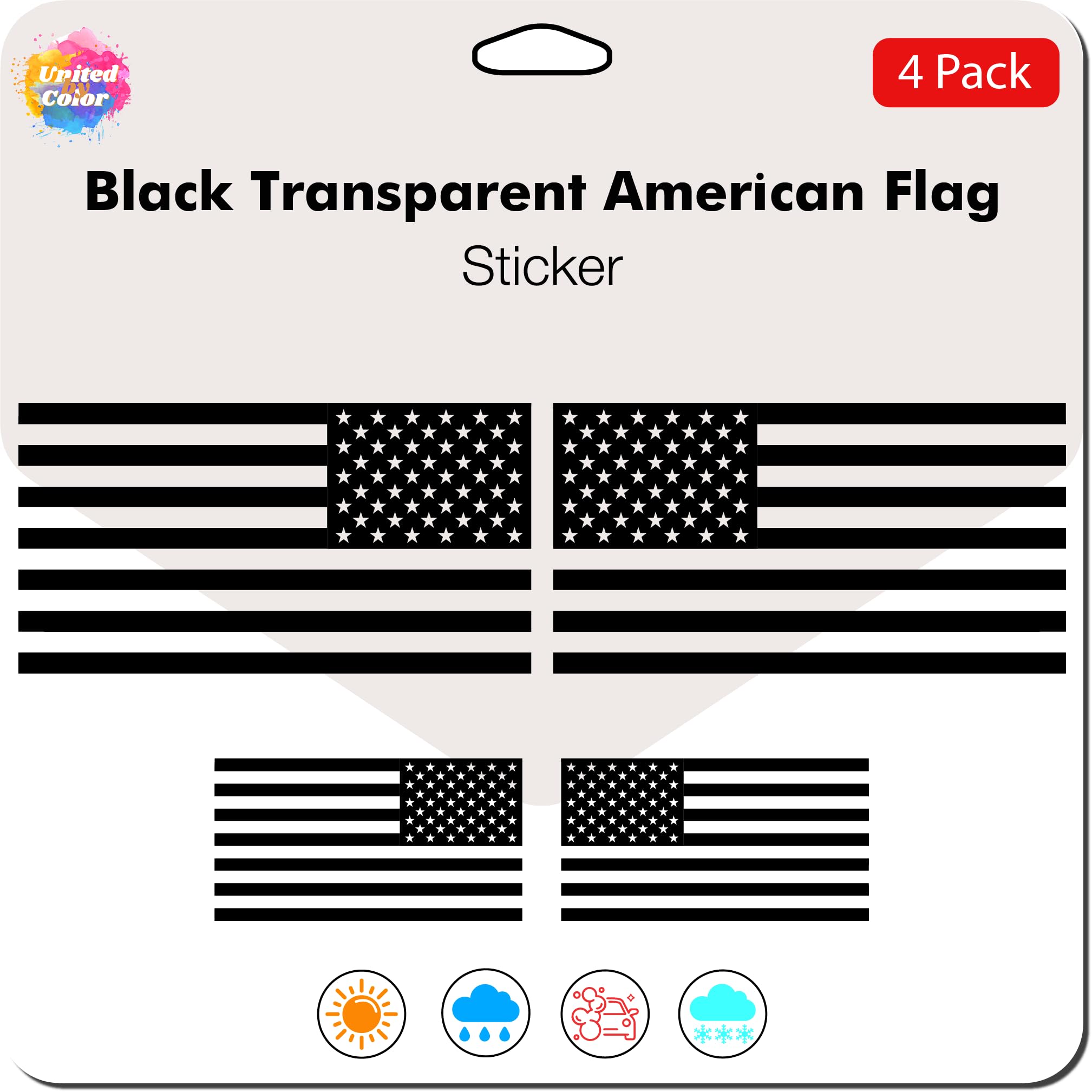 Amazon.com - Matte Black American Flag Decals (4 Pack, Various Sizes ...