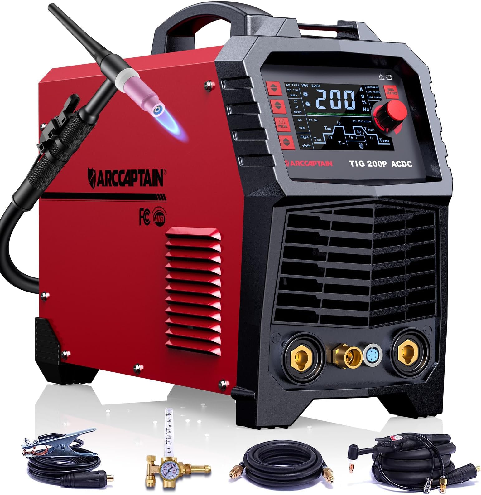ARCCAPTAIN TIG Soldador AC/DC de 200 amperios con pulso, soldador TIG ...