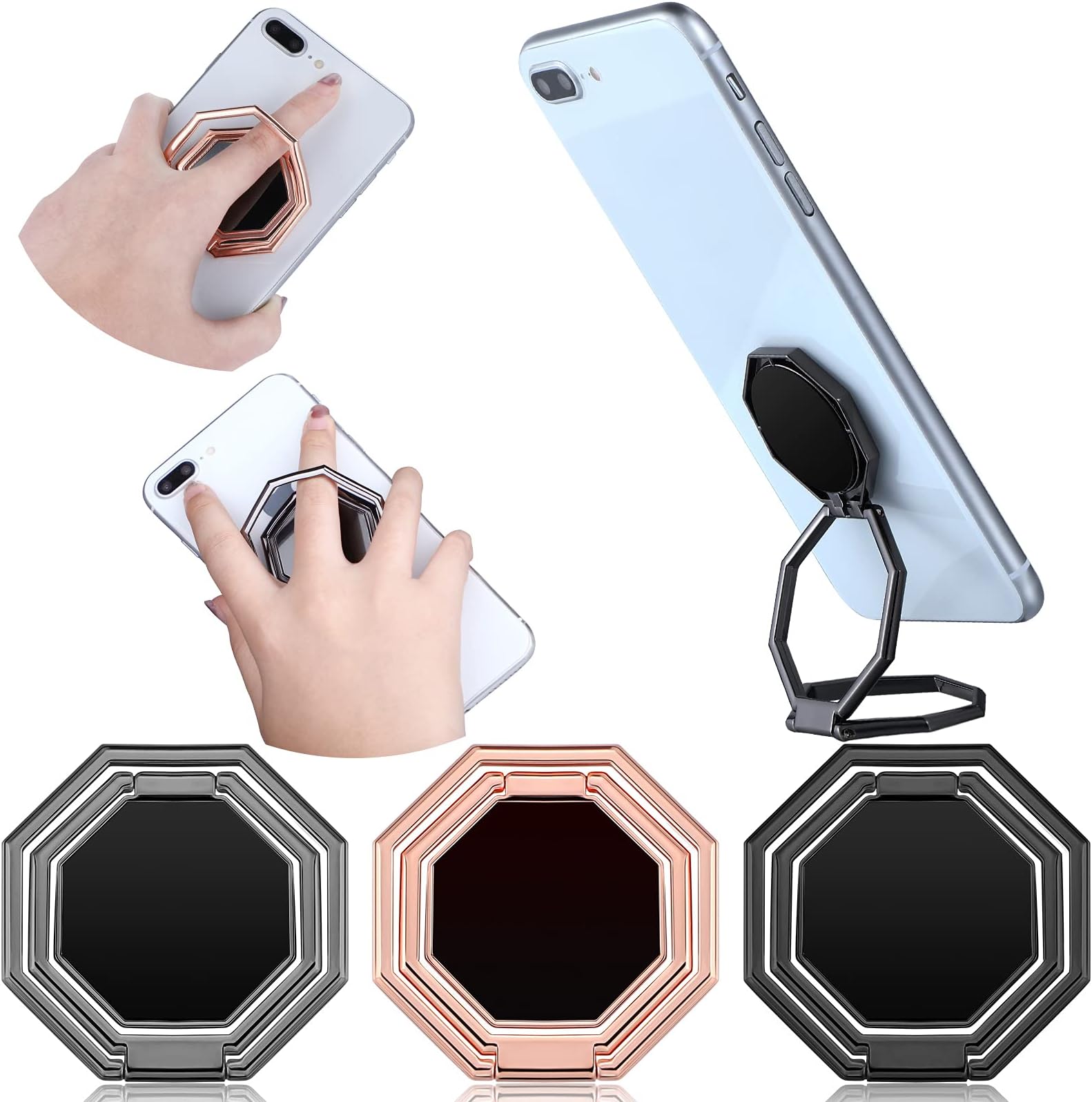 Amazon.com: CACUAY Ring Holder Finger Kickstand, Foldable & Fixing Snap ...