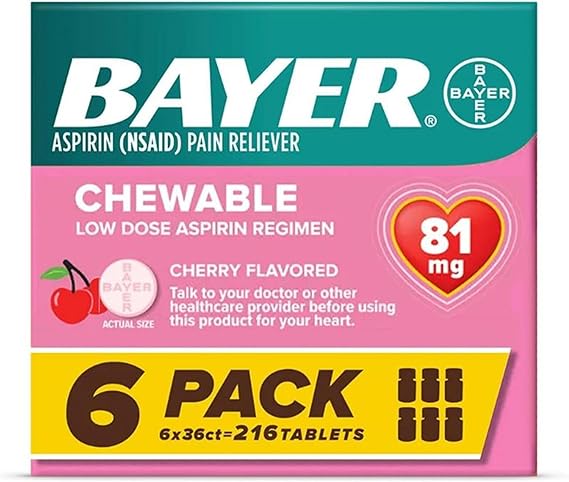 Amazon.com: Bayer Aspirin Low Dose 81 mg Chewable Tablets, Pain ...