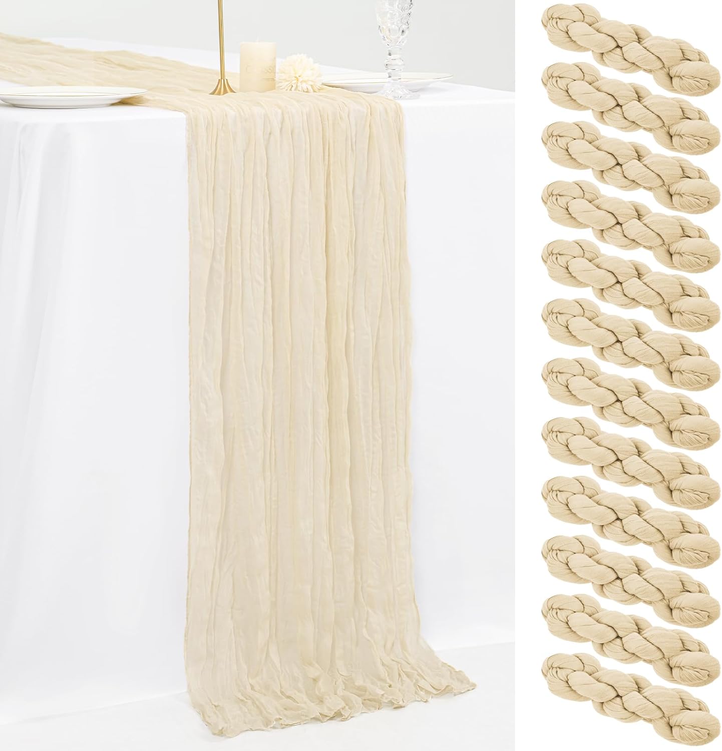 Amazon.com: 12 Pack 10Ft Ivory Cheesecloth Table Runner 35 x 120 inch ...