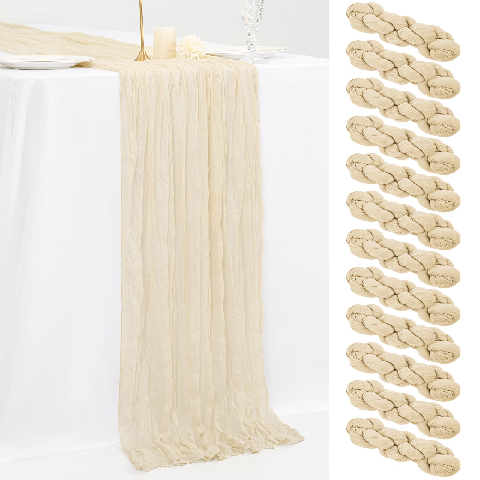 Amazon.com: 12 Pack 10Ft Ivory Cheesecloth Table Runner 35 x 120 inch ...