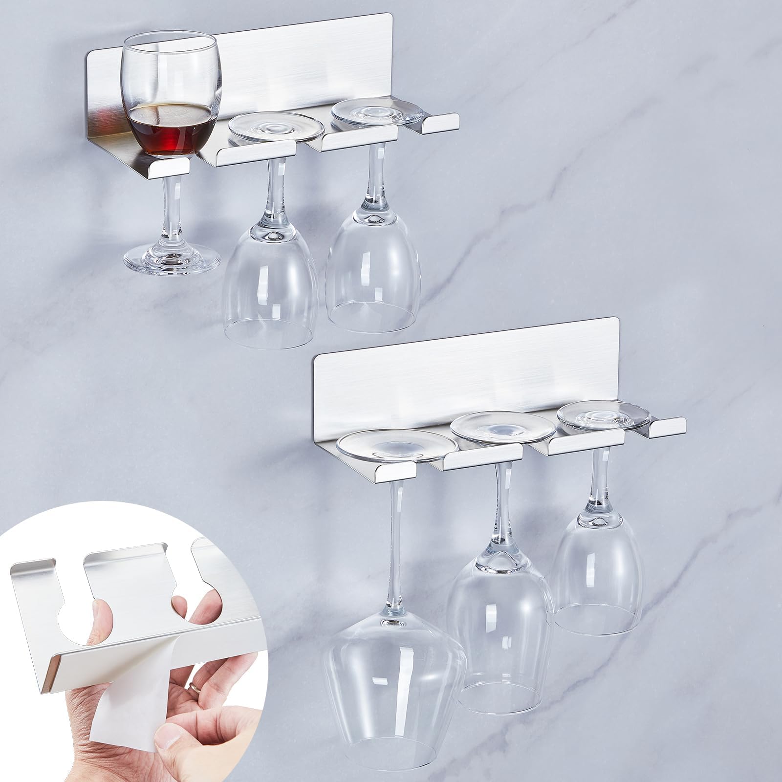 Amazon.com: 2 PCS Wall Wine Glass Racks, Wall-Mounted Wine Glass Holder ...