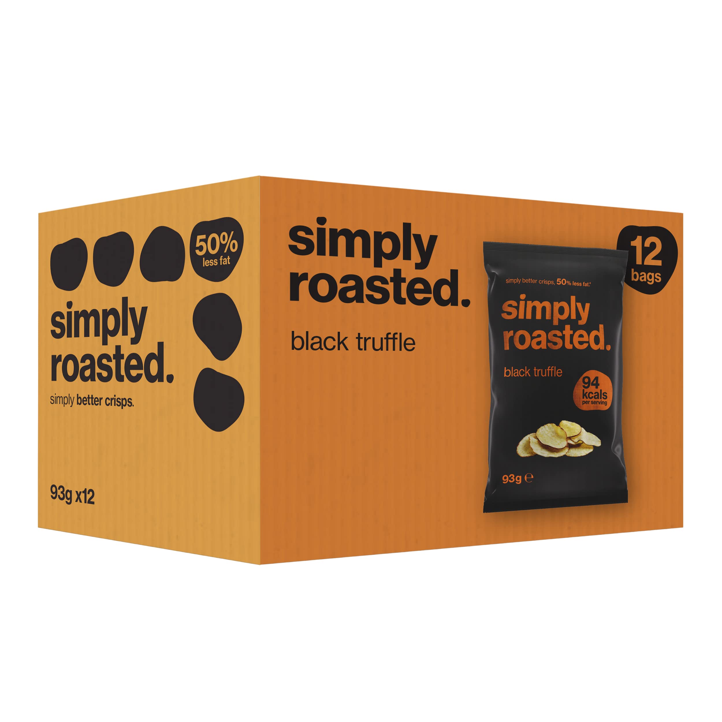 Simply Roasted – Black Truffle Crisps 12 x 93g Share Bag | 50% less fat ...