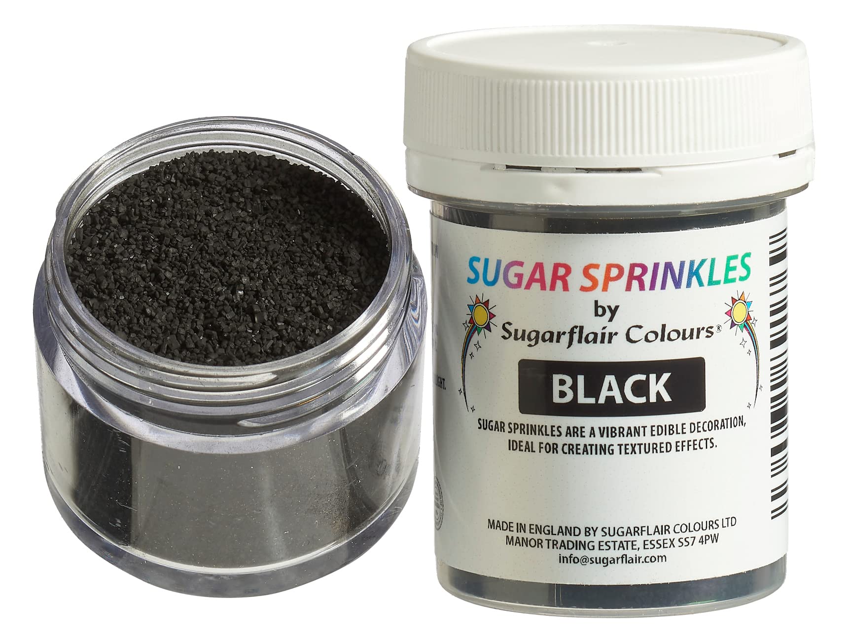 Sugarflair Black Edible Glitter Sugar Sprinkles - for Cake Decorating ...