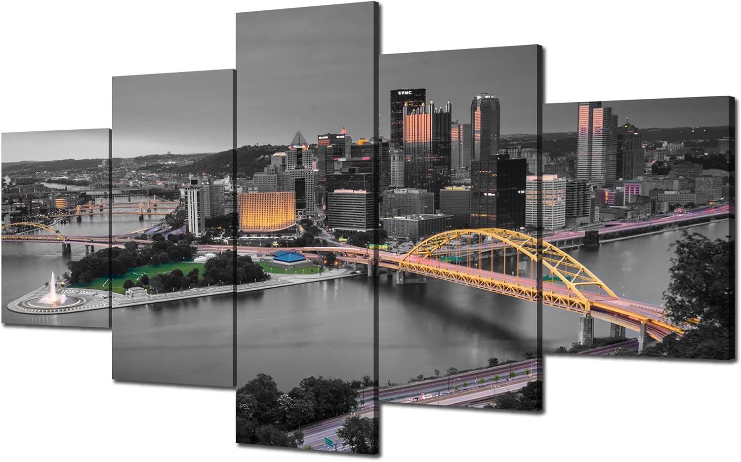 Amazon.com: Pittsburgh Canvas Wall Art Pittsburgh City Skyline Wall ...