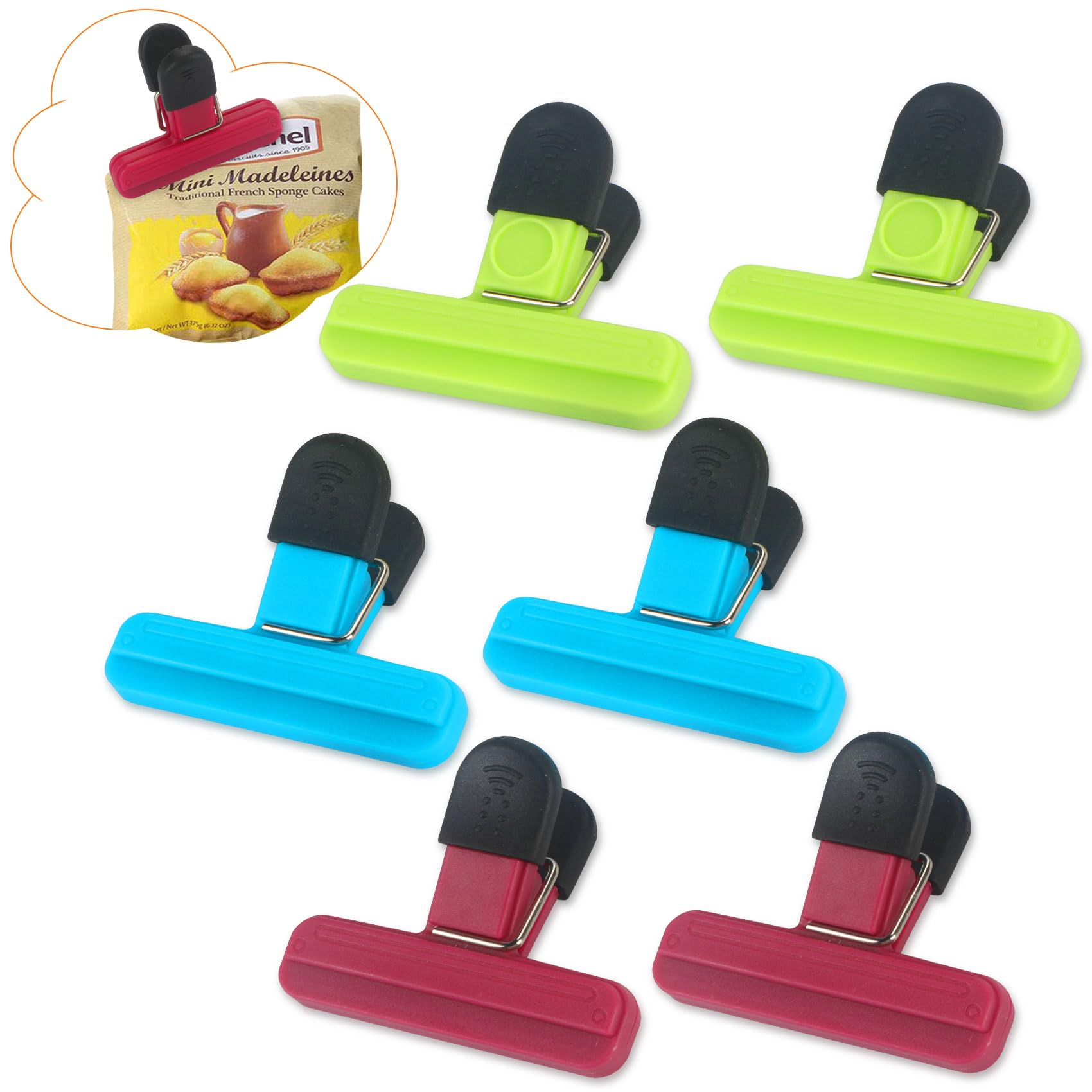 Amazon.com: 6 Pack Chip Bag Clips Food Clips, Small Sizes Plastic Chip ...