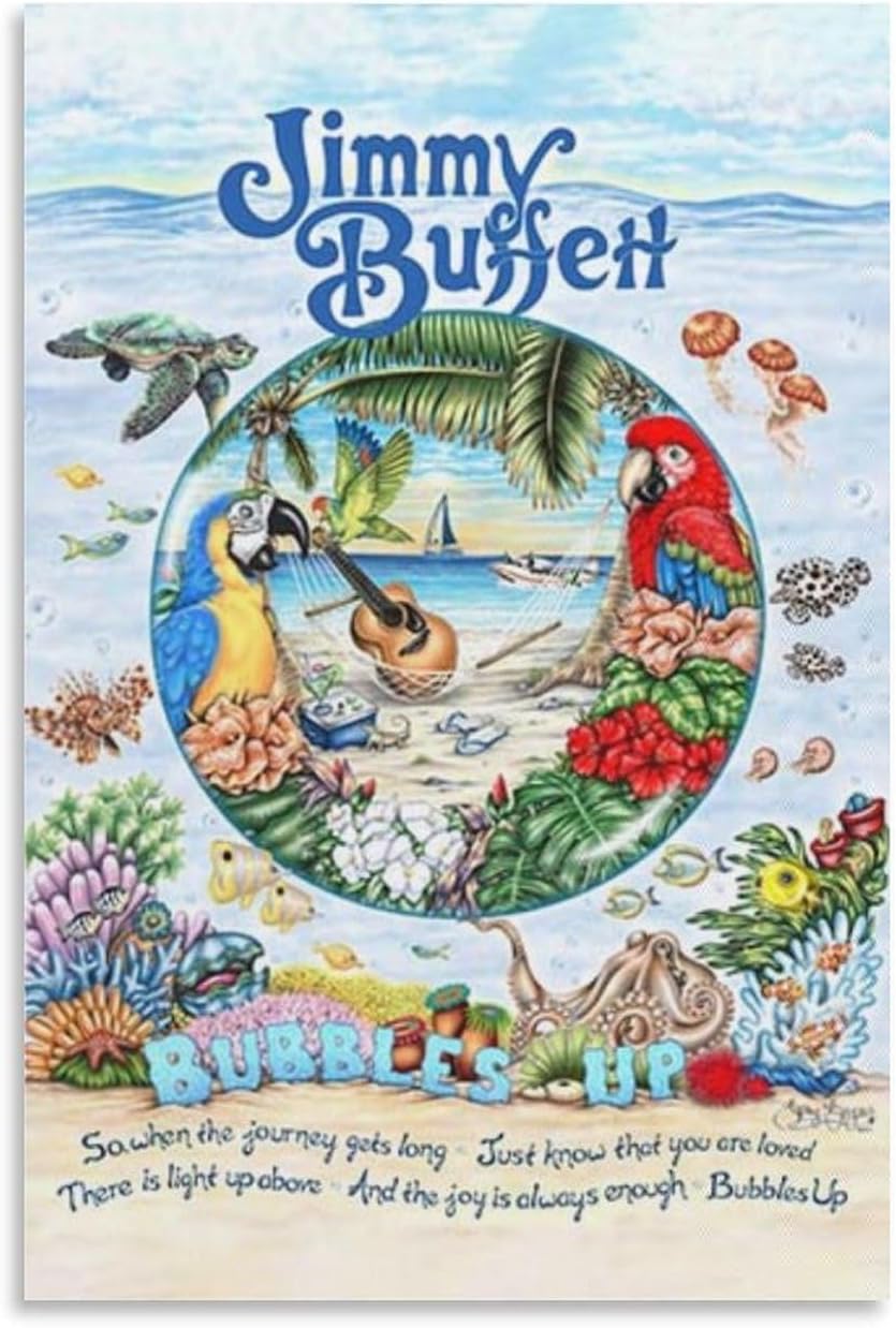 Amazon.com: PEBN RYABH Jimmy Buffett Bubbles Up Poster Bubbles Up ...