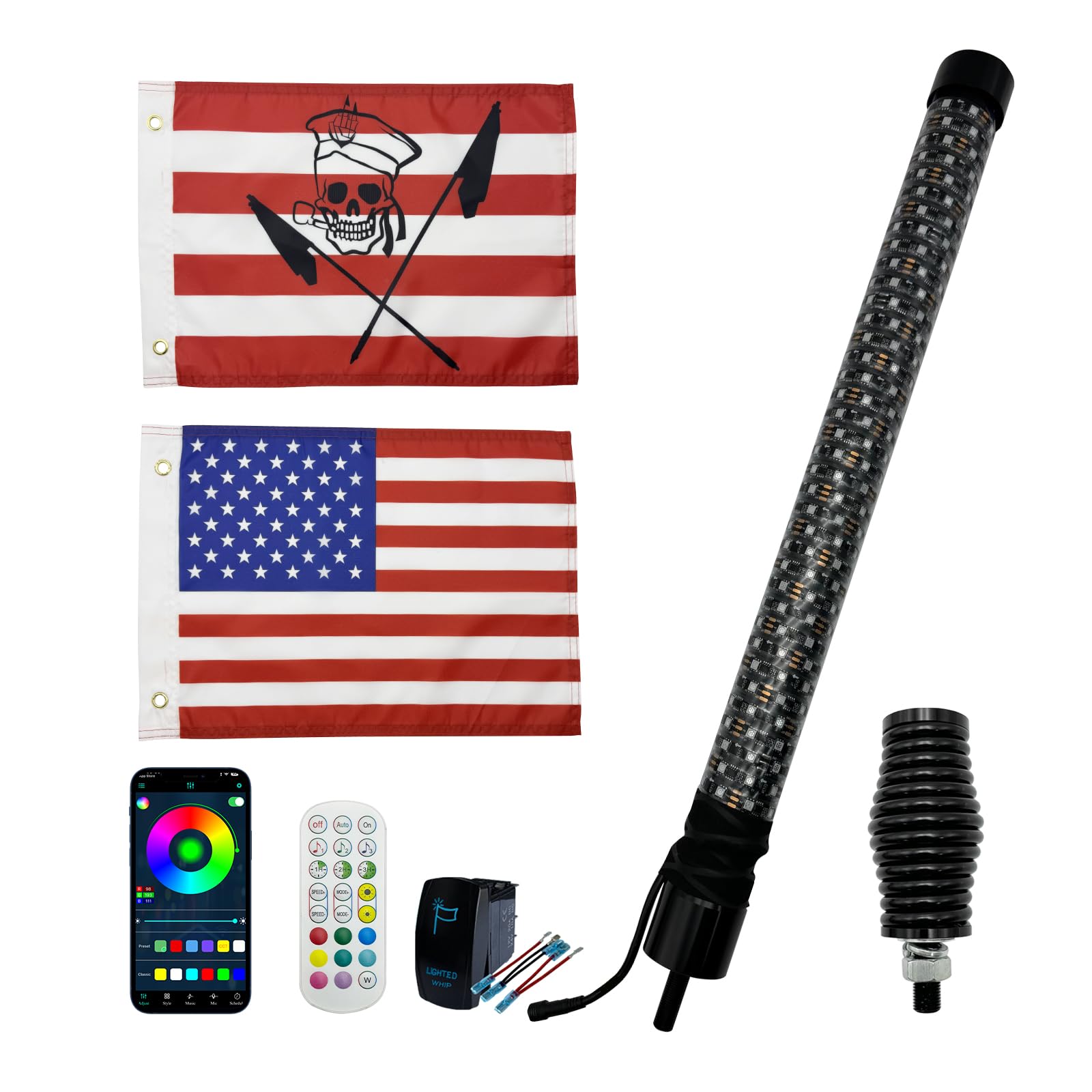 Snapklik.com : Fat Whip Lights, 1 Pack 2ft Stick Fat LED Whip Lights