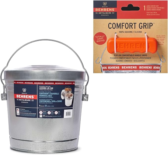 Amazon.com: Behrens 6 Gallon Galvanized Steel Storage Can or Waste Bin ...