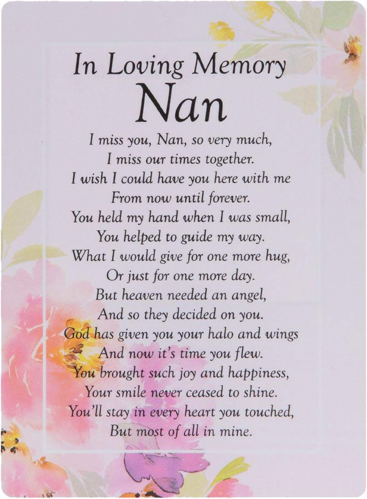 Widdle Celebrations In Loving Memory Nan Graveside Memorial Card ...