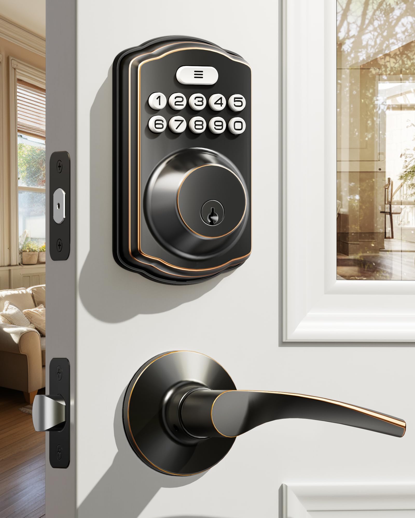 MiLocks TFL-02AQ Digital Deadbolt Door Lock and Passage Lever Handle ...