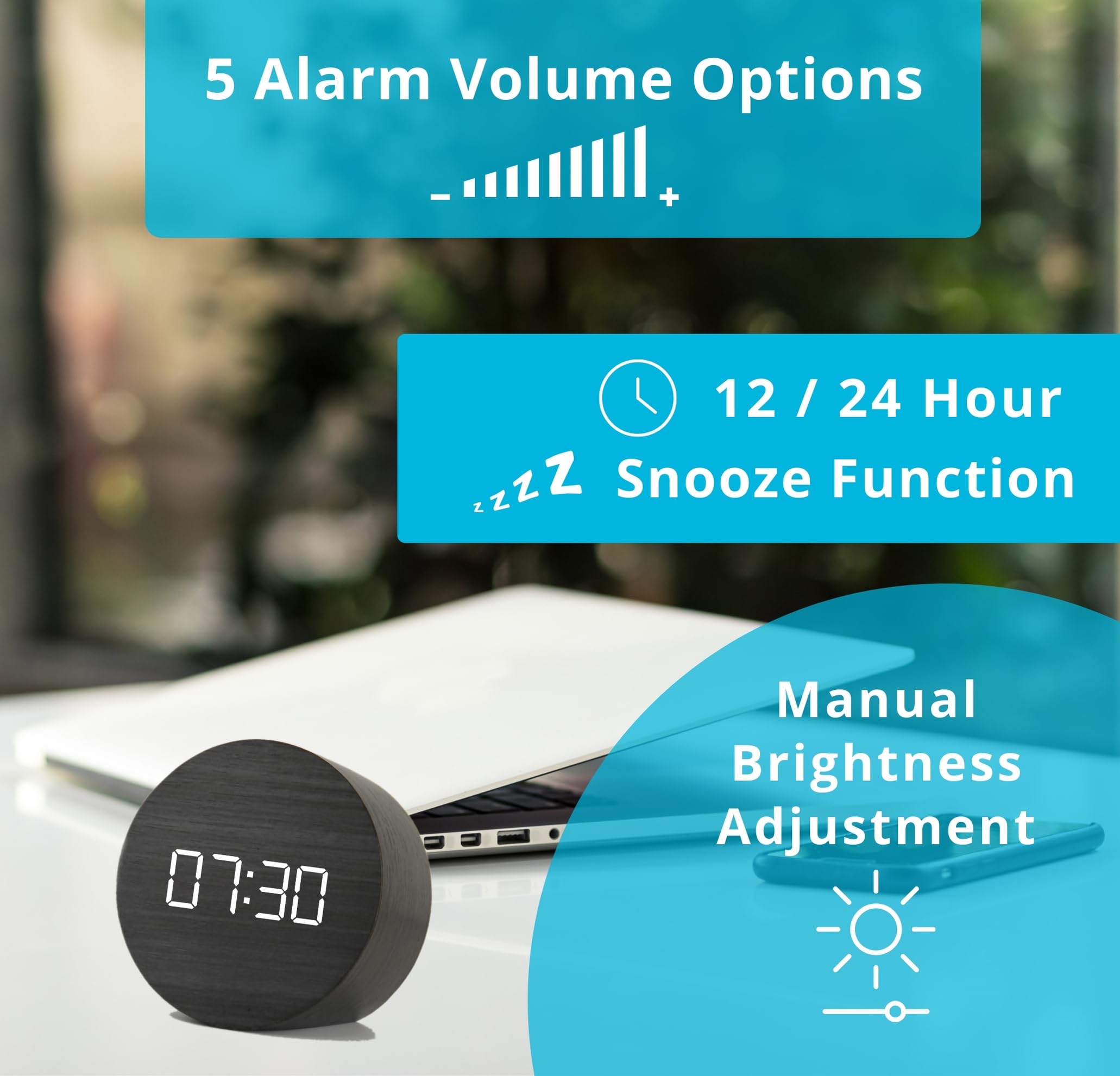 Snapklik.com : MINM Store Alarm Clock For Bedroom Digital Clock Wooden ...