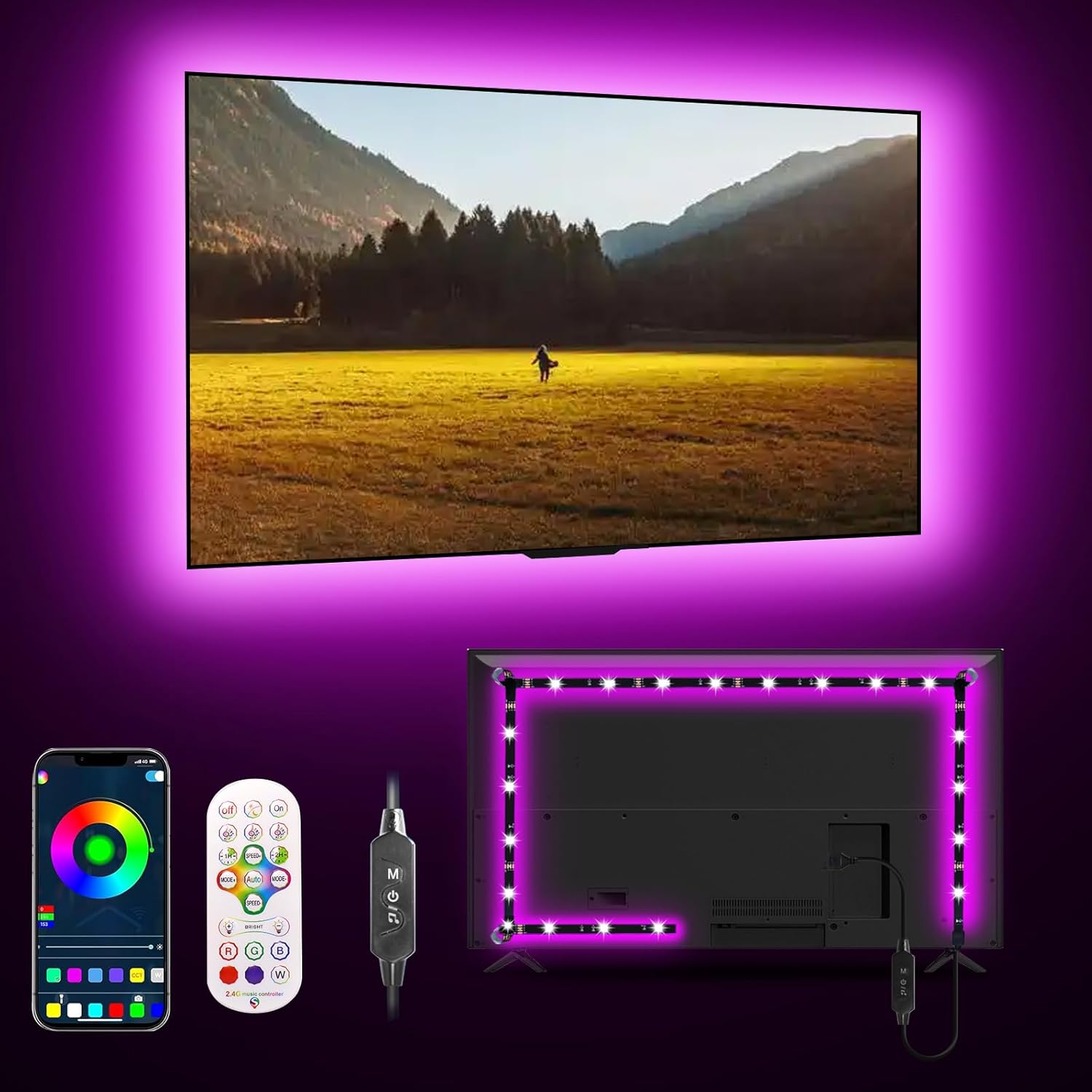 Amazon.com: MORIACC LED Lights for TV, 16.4ft TV LED Backlight for 45 ...