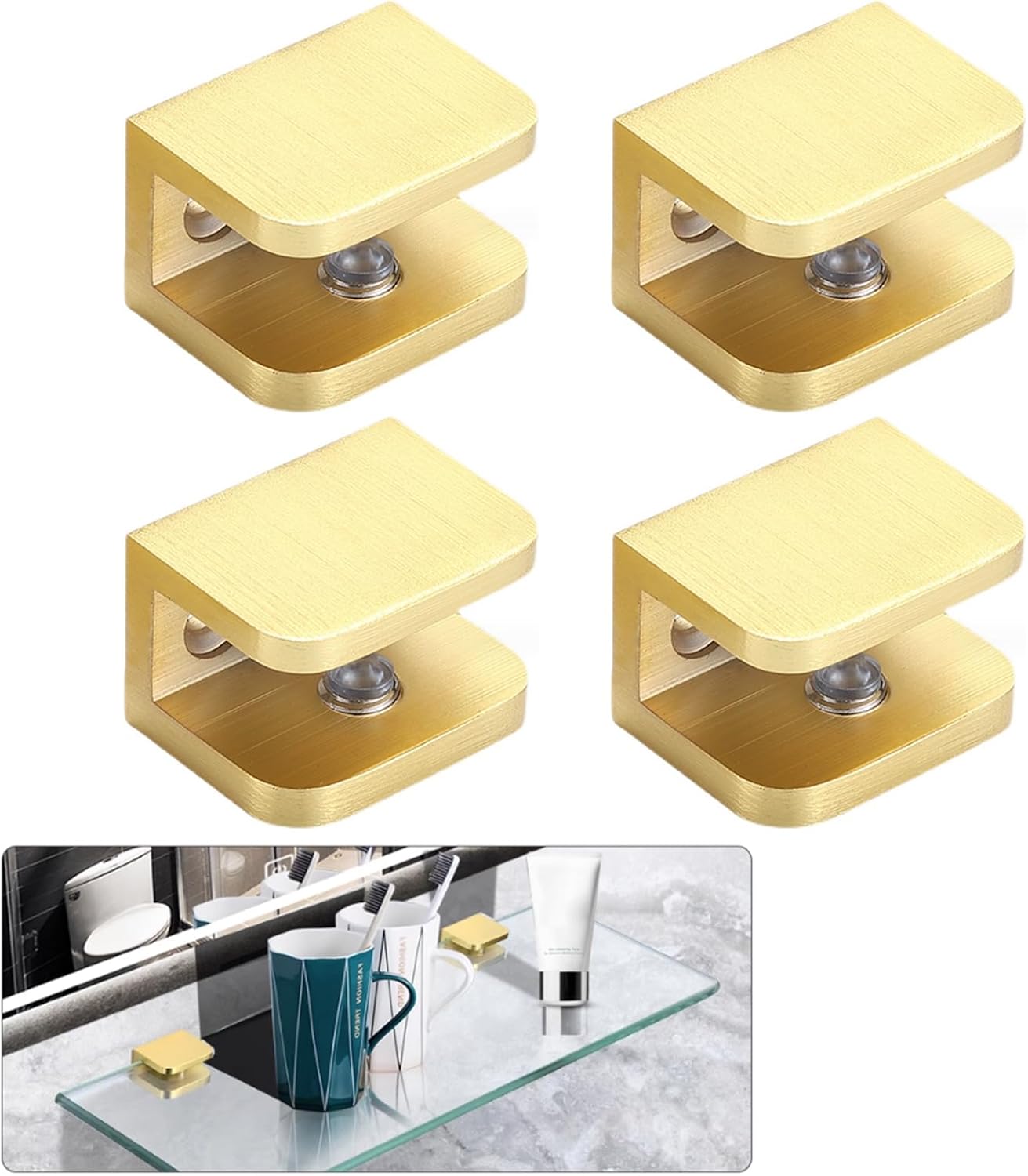 Amazon.com: AWEN 4 Pcs Shower Glass Clamp, No Drill on Glass Fixed ...