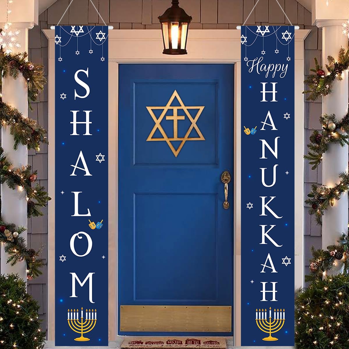 Amazon.com : HOMDAILY Hanukkah Decorations, Chanukah Door Decoration ...